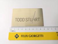 China Custom 89x54x0.8mm Silver Brushed Laser Cut Logo Engraved Metal Business Card for sale