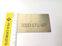 China Custom 89x54x0.8mm Silver Brushed Laser Cut Logo Engraved Metal Business Card for sale