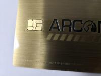 China Metal Gold Small Contact IC Chip Bank Card With Magnetic Stripe Signature Panel for sale