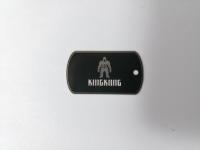 China Bank Entrance Visitor Metal Tag Laser Cut Printed Glossy UV Black for sale