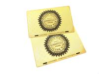 China Single Side Metal Membership Card Stainless Steel Plated Gold Cut Thru Logo Etch Text Silkscreen Print Color for sale
