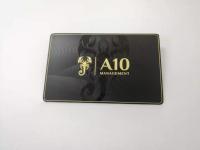 China Brass Material Matte Black Metal Business Cards With Laser Engrave Gold Logo for sale