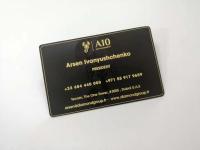 China Brass Material Matte Black Metal Business Cards With Laser Engrave Gold Logo for sale