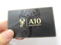 China Brass Material Matte Black Metal Business Cards With Laser Engrave Gold Logo for sale
