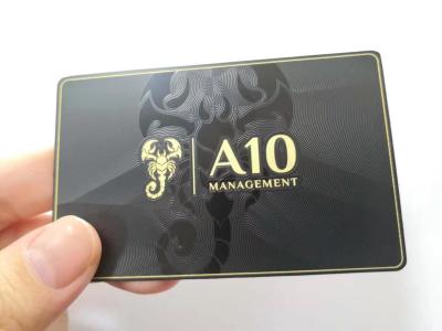China Brass Material Matte Black Metal Business Cards With Laser Engrave Gold Logo for sale