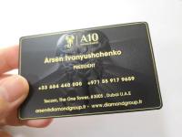China Brass Material Matte Black Metal Business Cards With Laser Engrave Gold Logo for sale