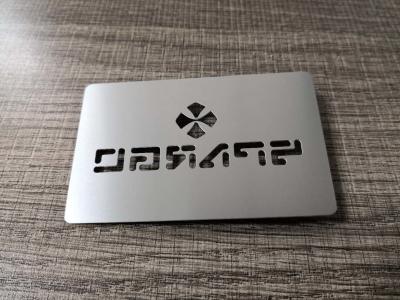 China 304 Stainless Steel Metal Business Cards With Cut Thru Logo Text for sale
