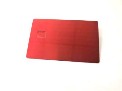 China Red 1.2mm Metal Membership Card With Chip Brush Finishing for sale