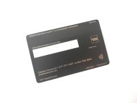 China Big Chip Hole Frosted Laser Engrave Matt Black Metal Cards for sale