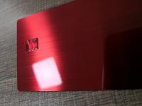China Glossy 0.8mm Plain Red Brushed Metal Bank Card Small Chip For Supermarket for sale