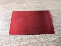 China Glossy 0.8mm Plain Red Brushed Metal Bank Card Small Chip For Supermarket for sale