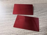 China Glossy 0.8mm Plain Red Brushed Metal Bank Card Small Chip For Supermarket for sale