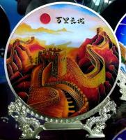 China Custom Chinese Luxury Cloisonne Colorful Metal Round Plates for sale
