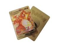 China 0.4mm Thickness Charizard Collection Card Vmax DX GX Pokemon Metal Gold Plated for sale