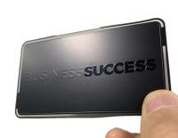 China Unique Matte Black Metal Business Cards CR80 With Glossy Uv Printing Logo for sale