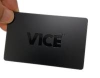 China Unique Matte Black Metal Business Cards CR80 With Glossy Uv Printing Logo for sale
