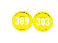 China 2 Holes Metal Label Plates Customized Metal Logo Tag 70mm Diameter for sale