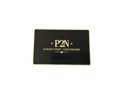 China Matte Black Metal Business Cards Stainless Steel Plated Gold Silkscreen Print for sale