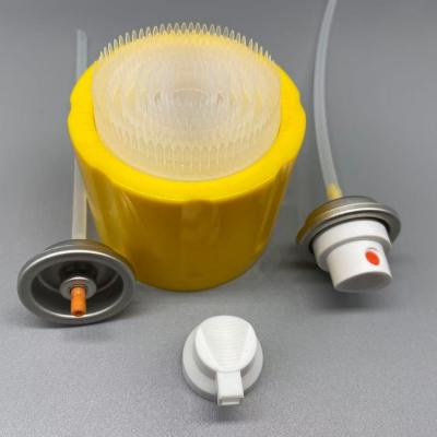 China Multi-Purpose Foam Spray Valve with Integrated Brush Cap for Consistent Dispensing and Customizable Actuator for sale