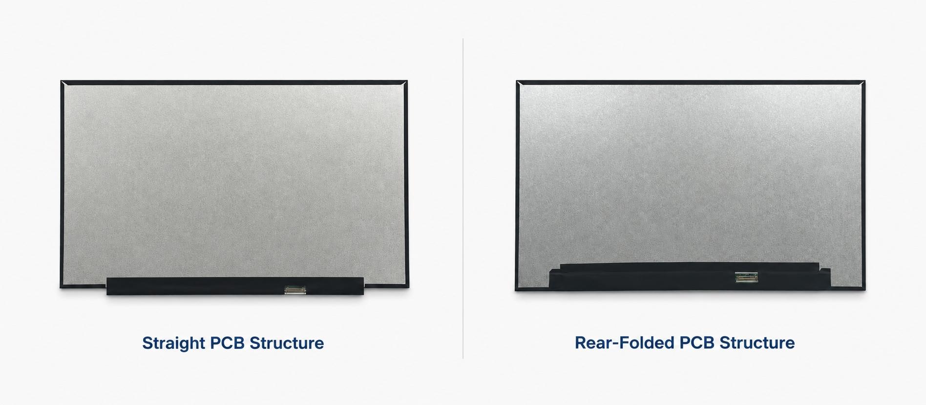 15.6-inch straight PCB and rear-folded PCB structure comparison