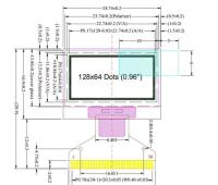 China 0.96 Inch OLED Display Module with128x64 Resolution 3-/4-Wire SPI/I2C Interface for sale