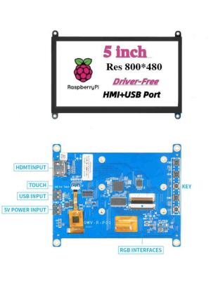China YB050WVR-P01 5 Inch 800*480 HDMI LCD Display with 5-Point Capacitive Touch Screen for Raspberry Pi for sale