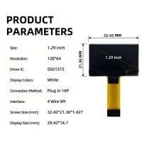 China 1.29 Inch OLED Display Module with 128x64 Resolution and 4-Wire SPI Interface for sale