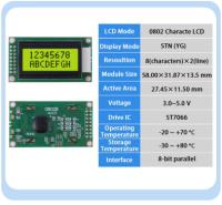 China YMC0802SB-X05 Monochrome LCD Module with ST7066 Drive IC 3.0~5.0V Voltage for sale