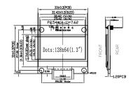 China 1.30 Inch 128x64 Dot Matrix OLED Module GME12864 COG Design I2C 4-Pin 1.65~3.3V for sale