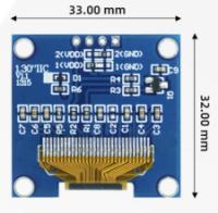 China 1.30 Inch 128x64 Dot Matrix OLED Module GME12864 COG Design I2C 4-Pin 1.65~3.3V for sale