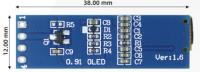 China 0.91 Inch White OLED Passive Matrix Module SSD1306 I2C 3.0V 6 O'clock Viewing for sale