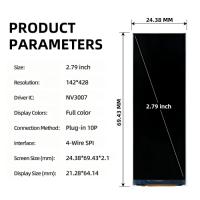China 2.79 Inch IPS 142x428 Resolution SPI Interface NV3007 Driver 10Pin LCD Bar TFT LCD Screen 2.8 10 Pin Stripe LCM Display Small for sale