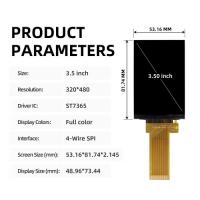 China 3.5 Inch IPS TFT LCD Display Module ST7365 320×480 Multi SPI Parallel RGB Industrial Screen for sale