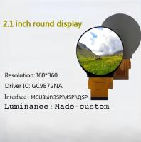 China 2.1 Inch Round TFT‑LCD Screen 360X360 Pixel GC9B72NA Driver Support SPI MIPI MCU Interface Circular LCD Display Module. for sale