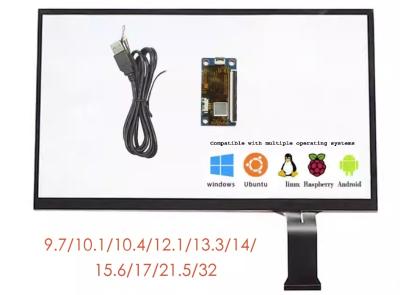 China YT1850C2U‑C1 PCAP Touch Overlay 442×266mm 2.0mm Thickness,Black Silk‑Screen Glass With Transparent Hole & R6 Corner For Industrial Control Kiosk for sale