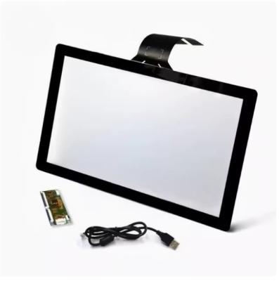 China YT2150C2U‑C1 Custom G+G Touch Assembly,520.6×312.3mm 2.0mm Black Silk‑Screen Cover Glass,4‑R5 Corner & Transparent Hole For Cabinet‑Built‑In HMI Device for sale