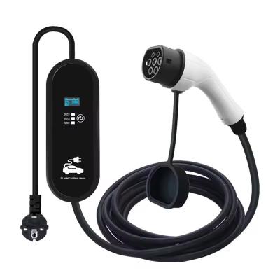China Type2 Electric Car Charger 16A 3.5kw Portable EV Charger with LCD Screen and Adjustable Output Current Operate at 220V for sale
