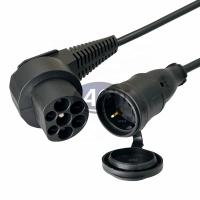 China Black EV Adapter Type 2 Male 16A 1 Phase 1 Schuko Socket 0 5M Charger Cable for Electric Motorcycle Anti Theft Cable Black for sale
