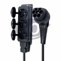 China 16 Amps BLACK TYPE 2 TO 3 X SCHUKO EV Charging Adapter for Car Electric Charger BLACK for sale