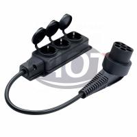 China 16 Amps BLACK TYPE 2 TO 3 X SCHUKO EV Charging Adapter for Car Electric Charger BLACK for sale