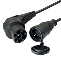China 16A Type 2 Plug to Schuko Socket EV Adapter 0.5m Length Thermo Plastic Housing CE Certified for sale