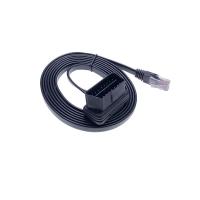 China PA66 GF ABS PC Material RJ45 Diagnostic Cable OBD2 16PIN OBD Male Connector to RJ45 Connector OBDII Adapter Extension Flat Cable for sale