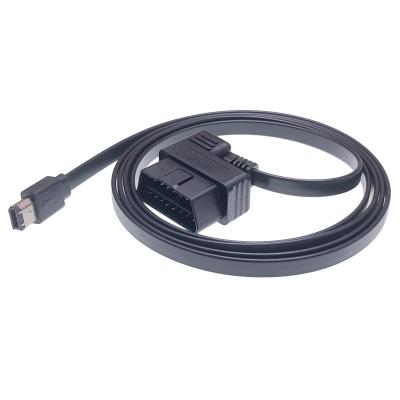 China 1990-1996 OBD2 Extension Cable 12V Right Angle OBD 16PIN OBDII Male to IEEE1394 Female Flat Cable Normal Length 30cm Custom for sale