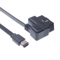China 1990-1996 OBD2 Extension Cable 12V Right Angle OBD 16PIN OBDII Male to IEEE1394 Female Flat Cable Normal Length 30cm Custom for sale