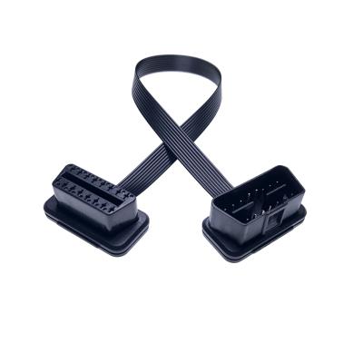 China OBD Diagnostic Tool 24V Low Profile Flat 9PIN OBD2 OBDII Male to Female Cable with GPS Tracking in Black for sale