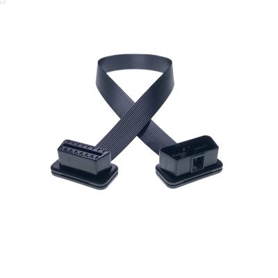 China 50CM Low Profile 24V Extension OBDII 16PIN Male to Female Flat Cable for GPS Tracker Normal Plug Material PA66 GF ABS PC for sale
