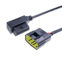 China AOTAI 12PIN TE Housing Equivalent Connector to OBD2 16PIN Right Angle Cable for Automotive Wiring Harness 26awg 2007-2010 for sale