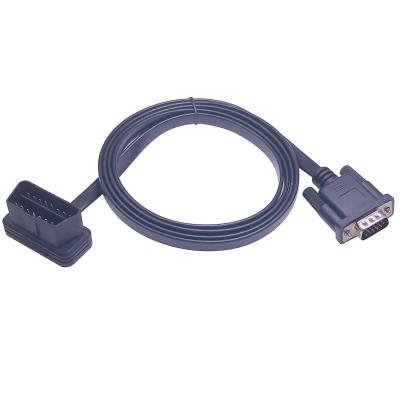 China OBD2 Extension Cable Normal Plug Material PA66 GF 12V 24V 16Pin Male To DB9 RS232 Diagnostic Vehicle Data Cable for sale