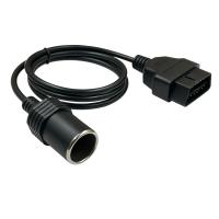 China Black Normal Color AOTAI OBDII to Cigar Jack J1962 Male 16pin OBD2 to Cigarette Lighter Female for ECU Emergency Power Supply for sale