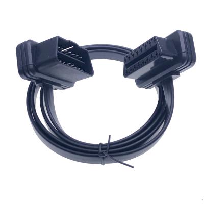 China OBD2 Extension Cable Male to Female Diagnostic Tool with PA66 GF ABS PC Normal Plug Material and Black Color for sale